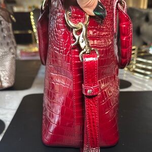 Brahmin | Bags | Brahmin Red Leather Satchel With Crocodile Texture ...